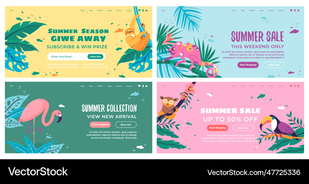 Web banner design set with summer sale offer Vector Image