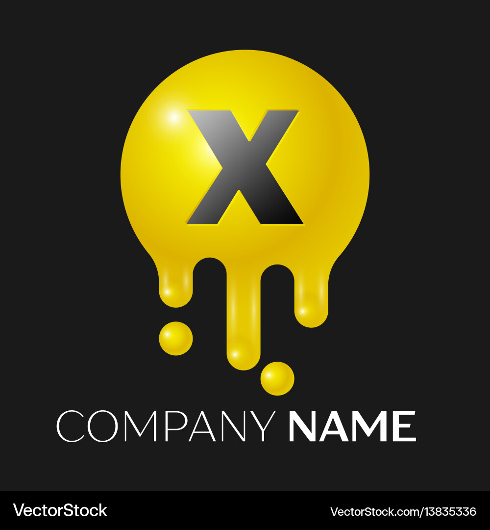 X letter splash logo yellow dots and bubbles Vector Image
