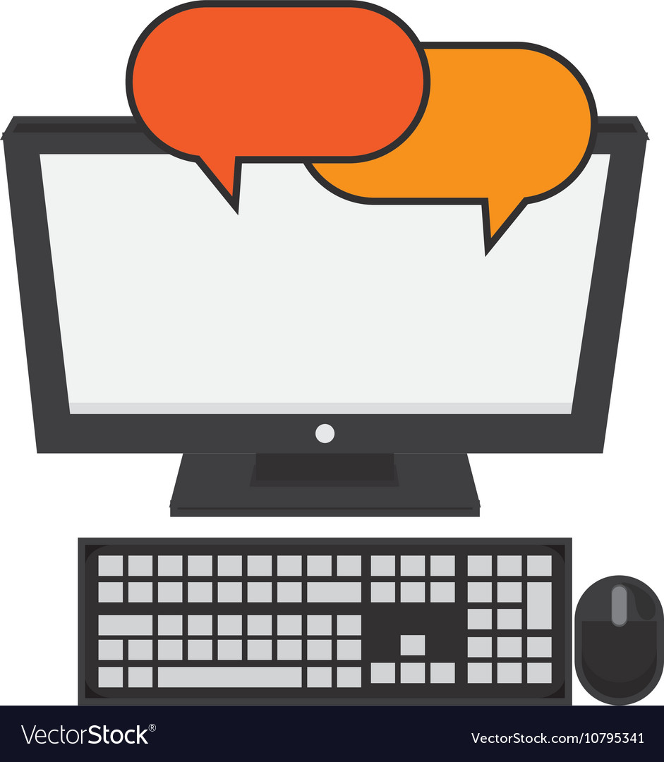 Computer and conversation bubble icon Royalty Free Vector