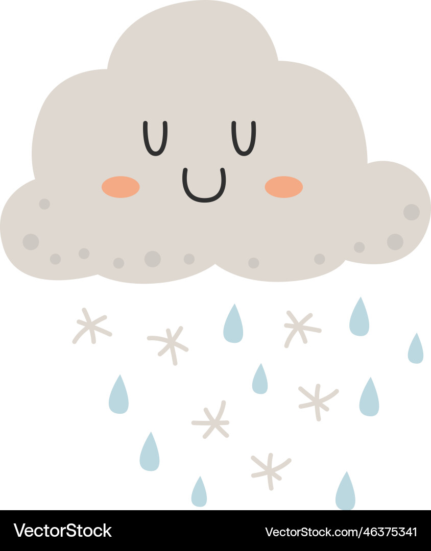 Cute rain character cloud with raindrop Royalty Free Vector