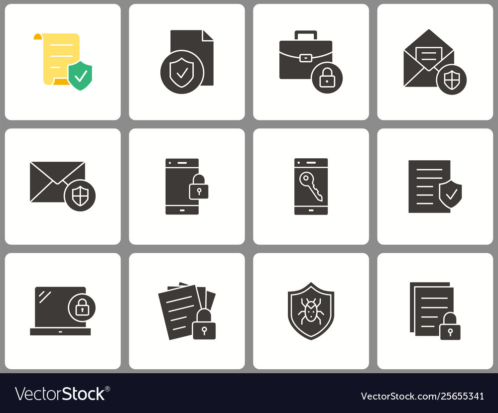Data security icon set isolated Royalty Free Vector Image