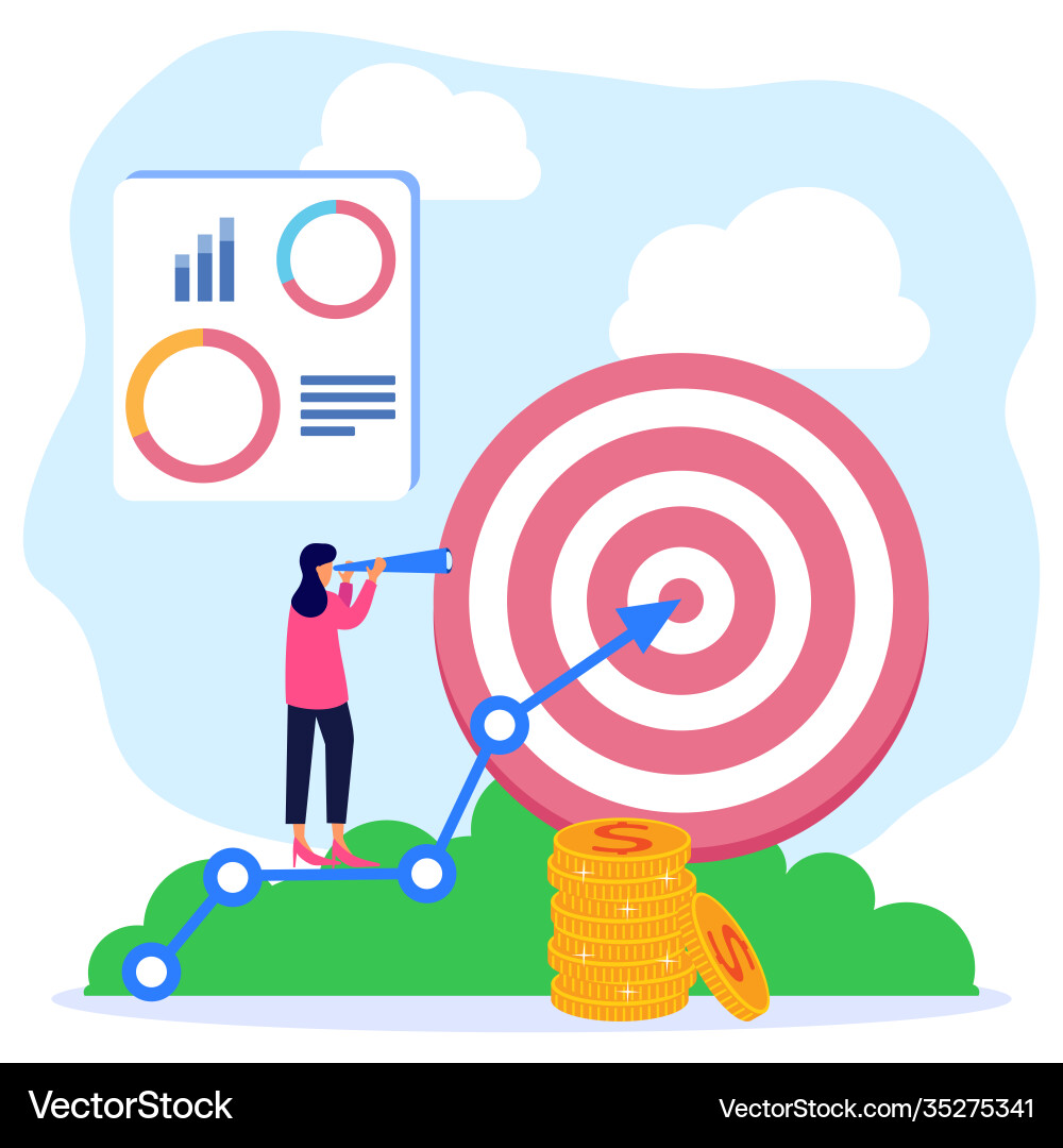 Graphic cartoon character business target Vector Image