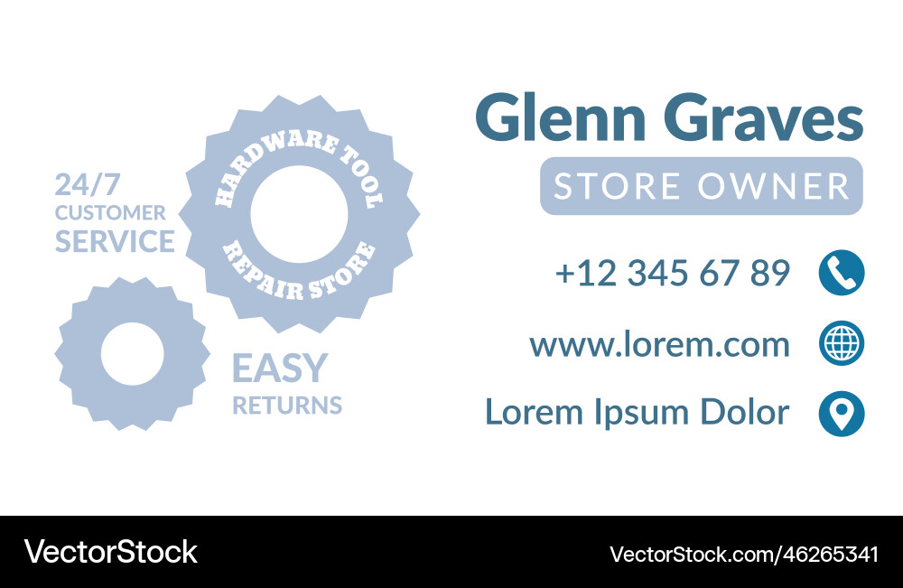 Hardware tools repair shop business card template Vector Image