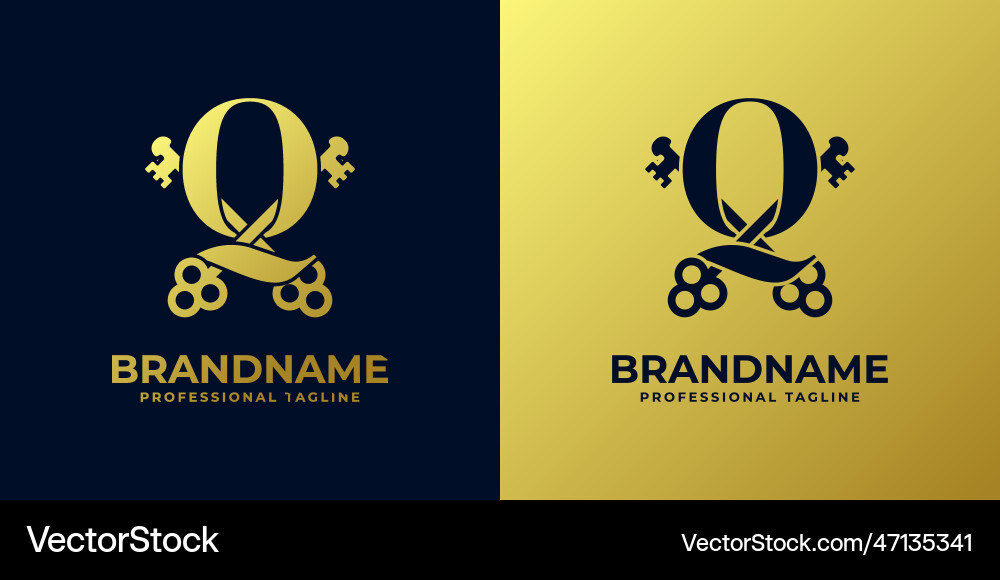Letter q with double key logo suitable for any Vector Image