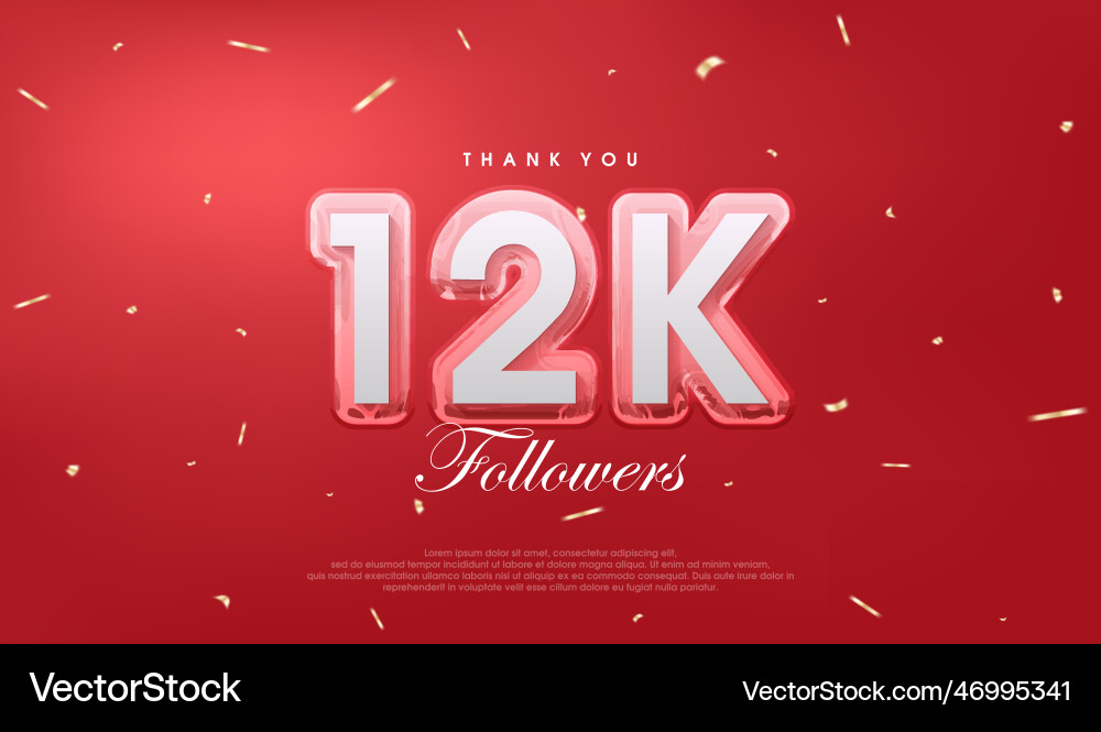 Red background for 12k followers celebration Vector Image