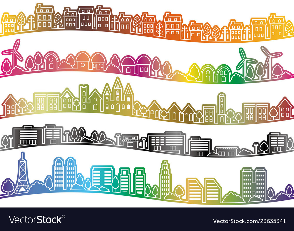 Seamless townscape set Royalty Free Vector Image