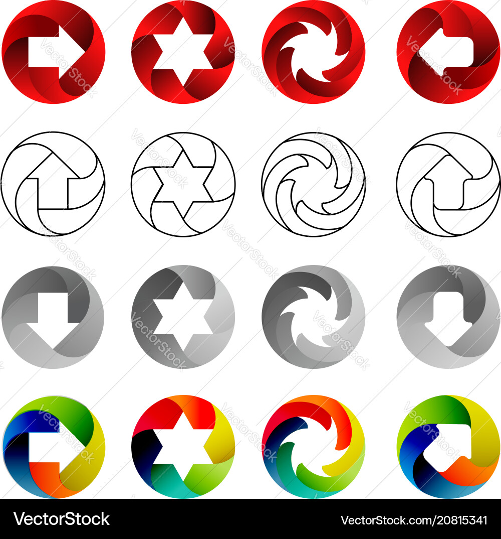Set of signs in the circular forms Royalty Free Vector Image