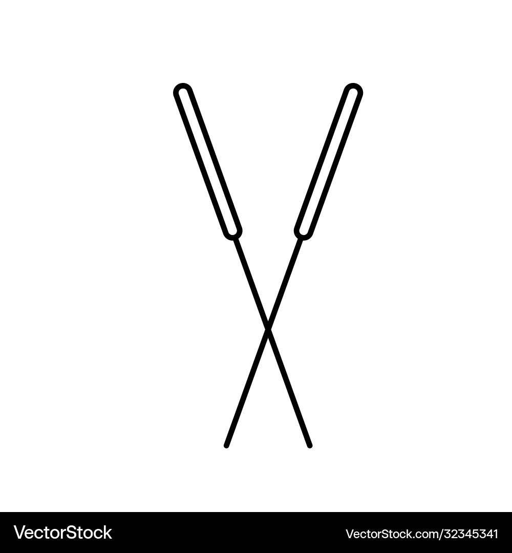 Two crossed acupuncture needles linear icon of Vector Image