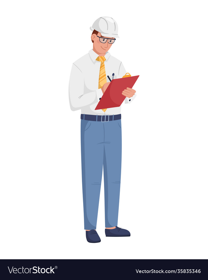 A standing engineer Royalty Free Vector Image - VectorStock