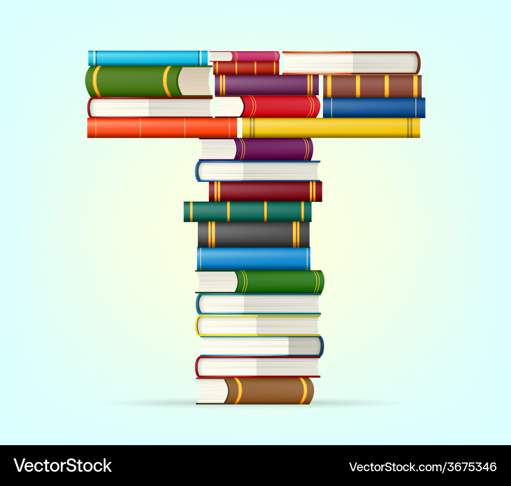 Alphabet from stacks of multi colored books Vector Image
