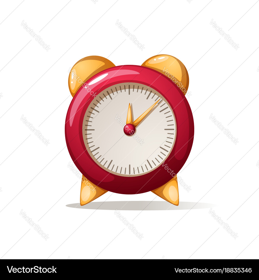 Cartoon alarm red clock shadow and reflect Vector Image