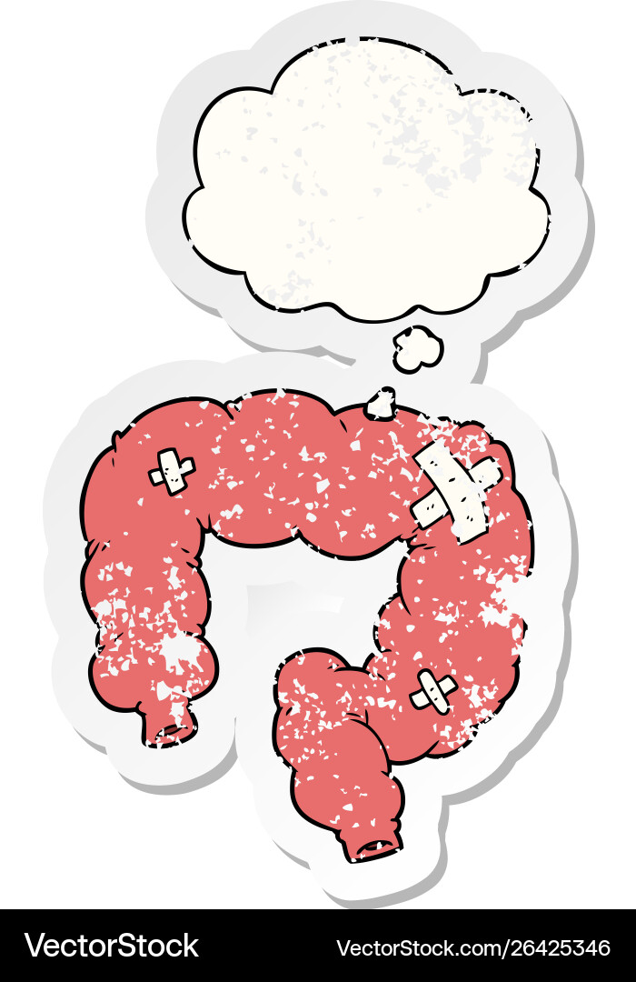 Cartoon colon and thought bubble as a distressed Vector Image