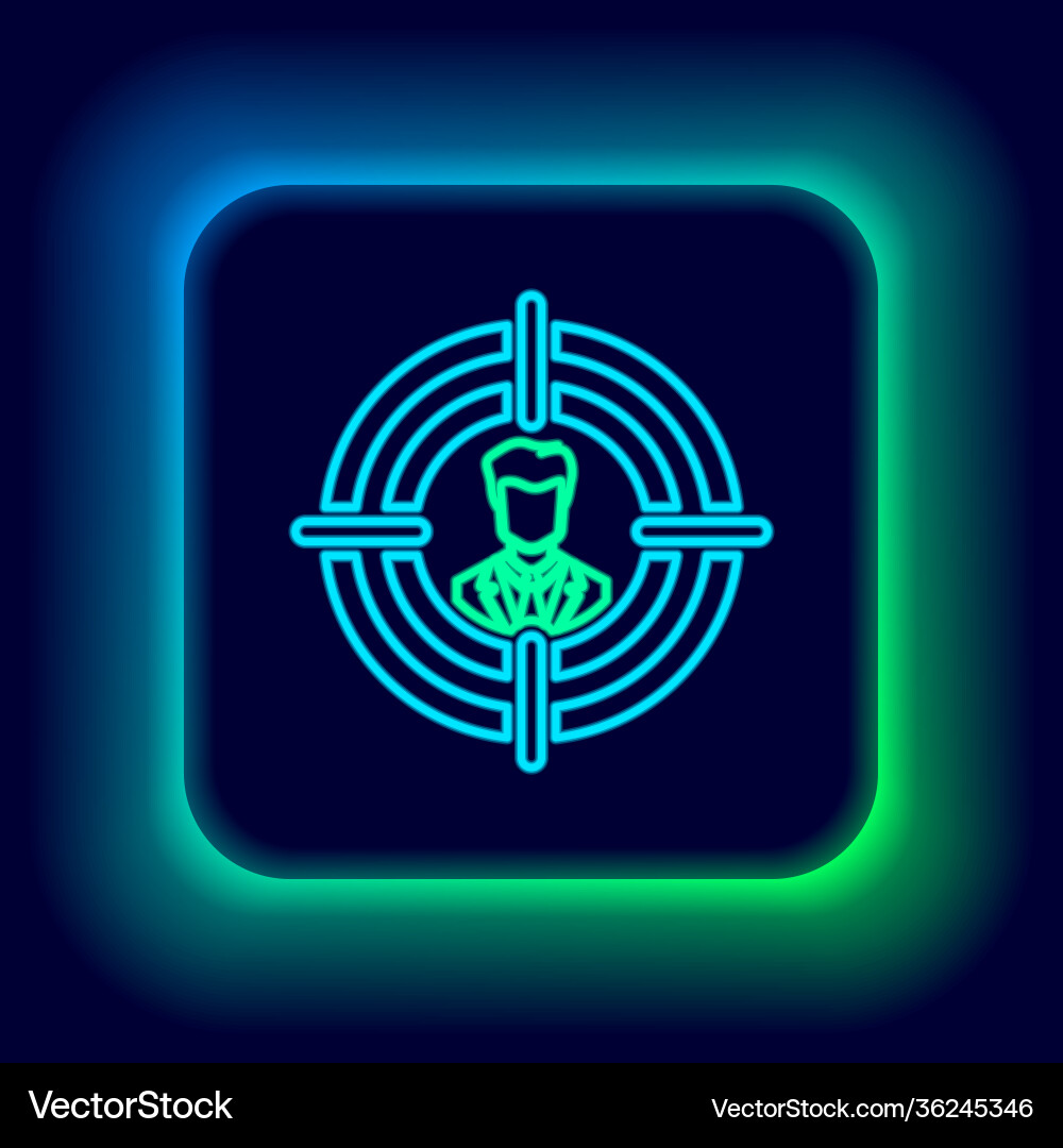 Glowing neon line head hunting icon isolated Vector Image