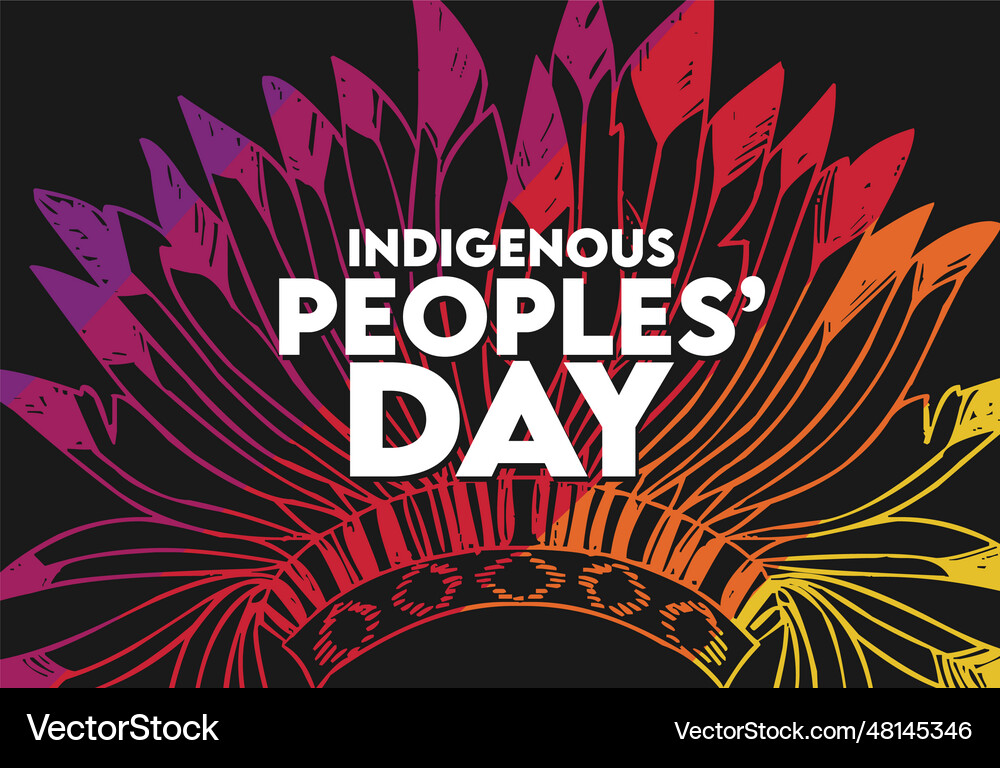 Happy indigenous peoples day with black background