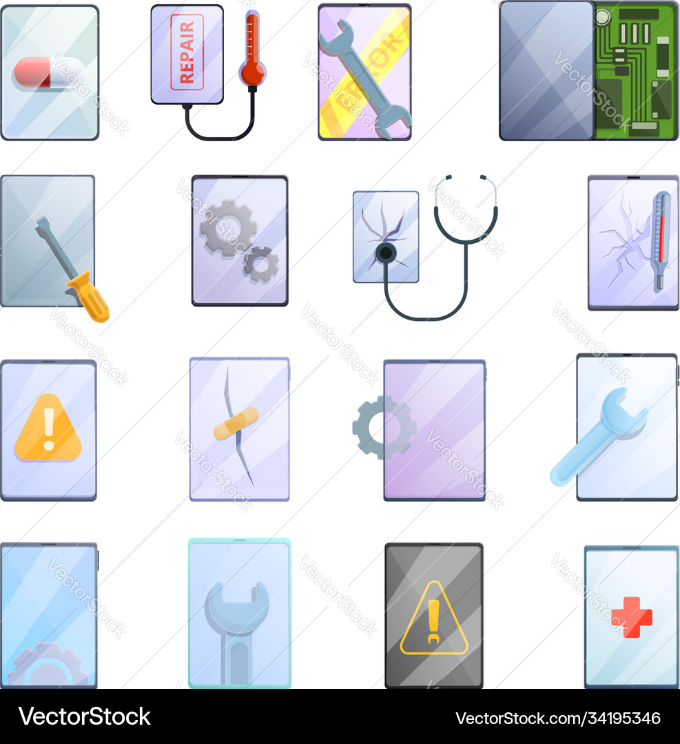 Name icons set cartoon style Royalty Free Vector Image