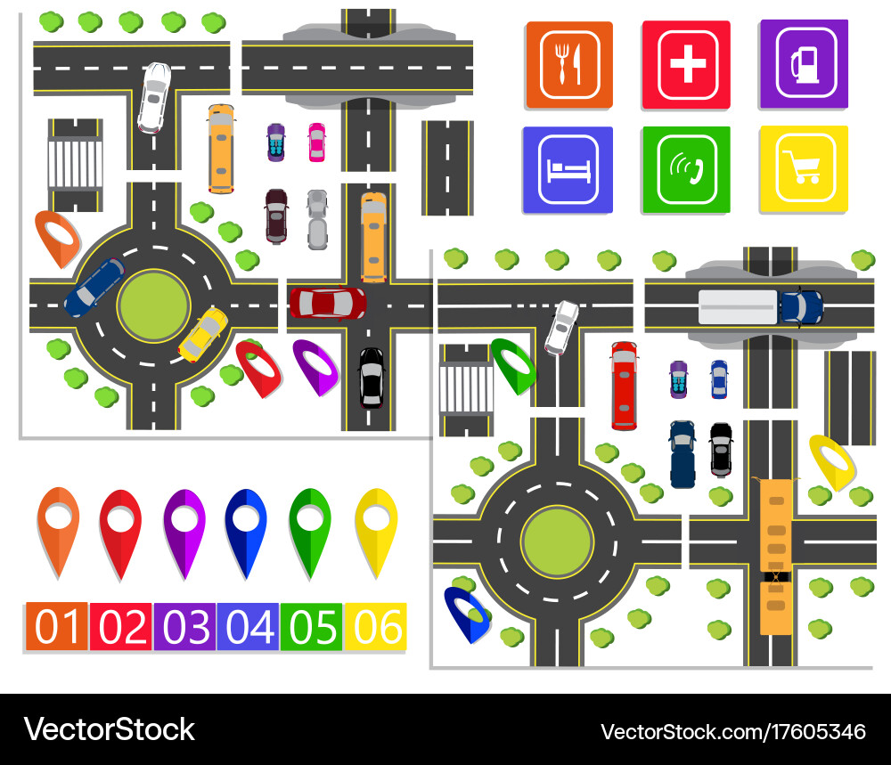 Road infographic a set of abstract junctions Vector Image