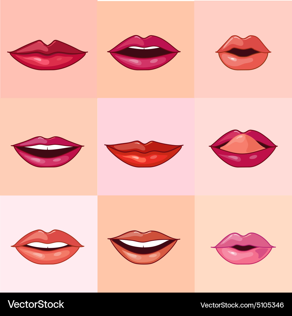 Set of beautiful female lips Royalty Free Vector Image