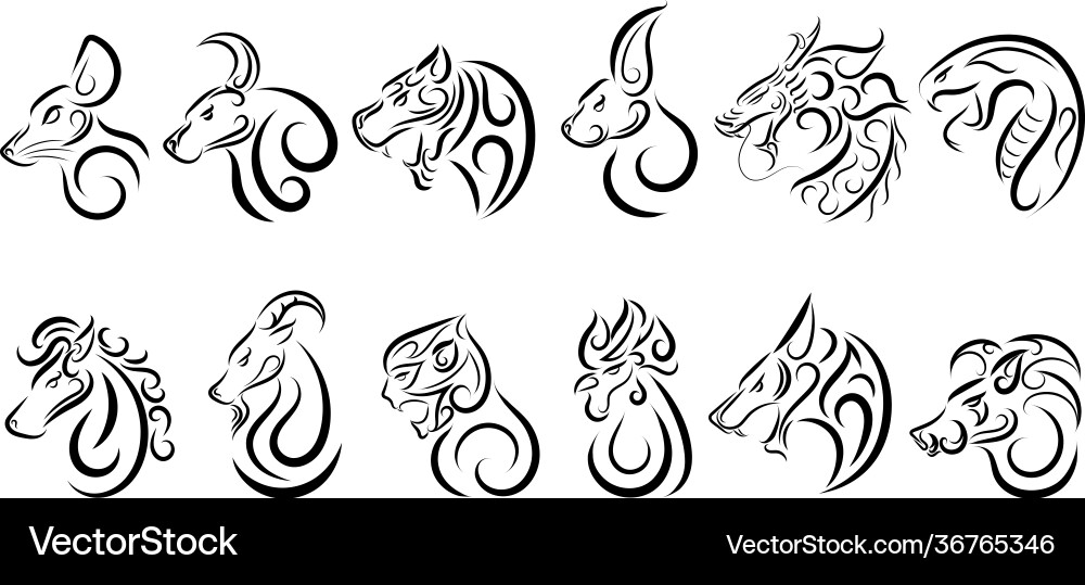 Set twelve lunar zodiac horoscope symbol Vector Image