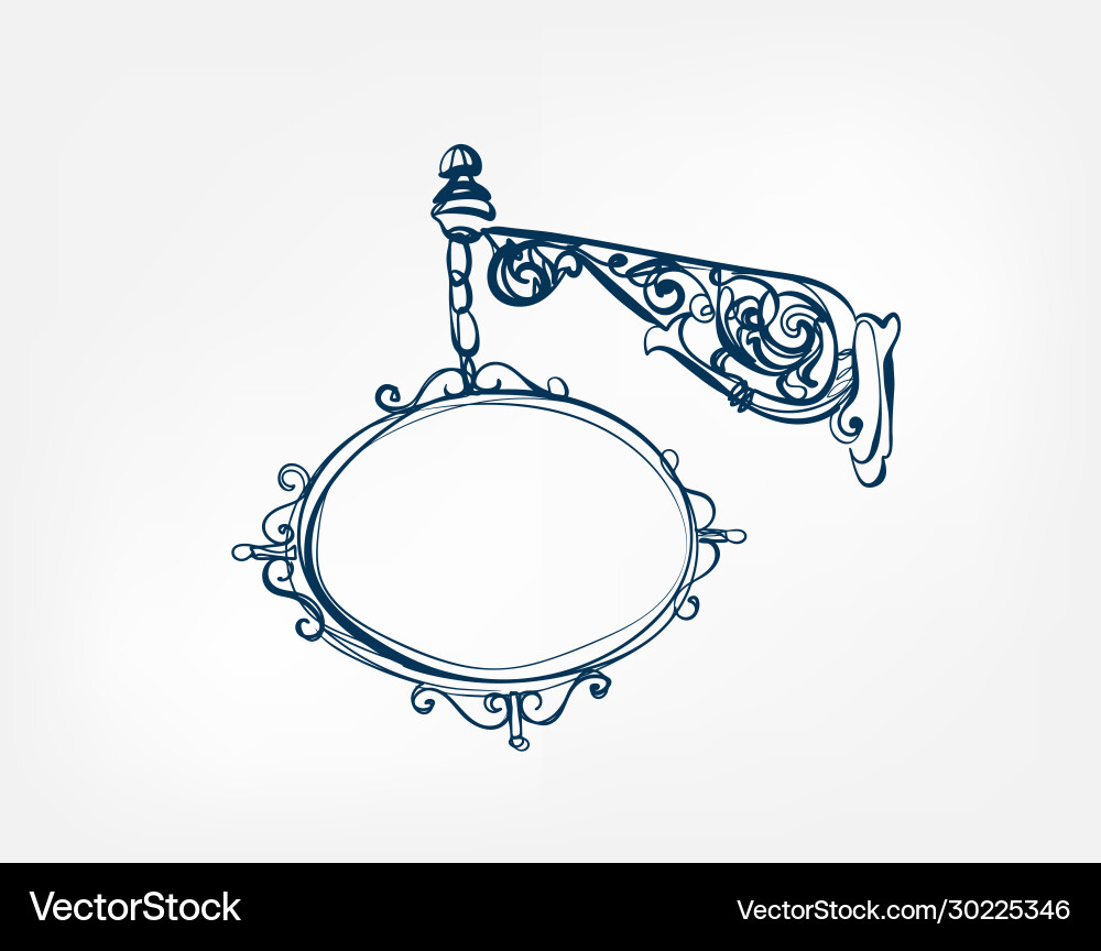 Signboard art line isolated doodle Royalty Free Vector Image