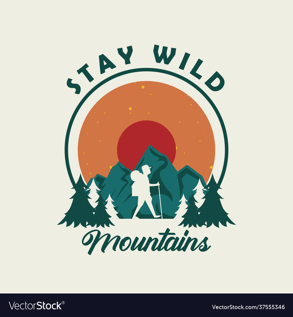 Summer patch with walker Royalty Free Vector Image