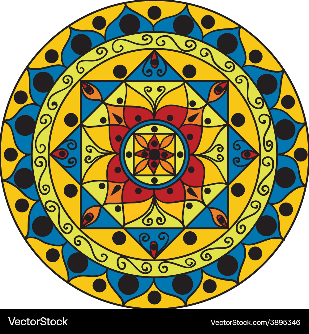 Yellow-blue mandala Royalty Free Vector Image - VectorStock