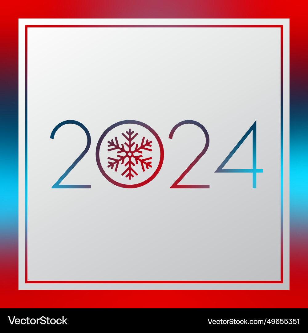 2024 new year red and blue gradient greeting Vector Image