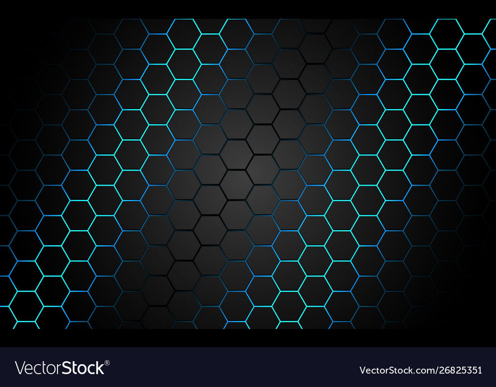 Abstract blue light hexagon line in grey modern Vector Image