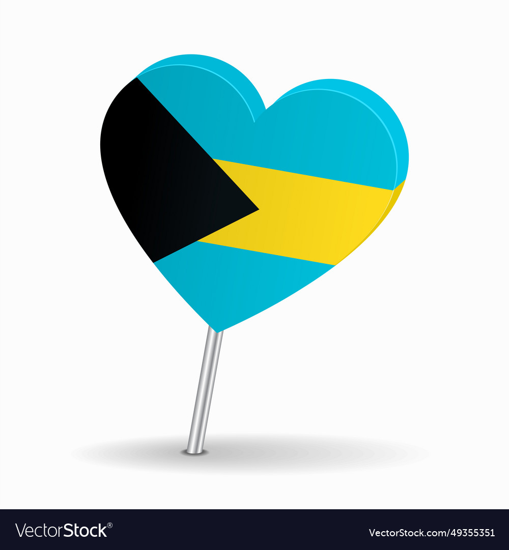 Bahamian flag heart-shaped map pointer layout Vector Image Bahamian flag heart-shaped map pointer layout Vector Image