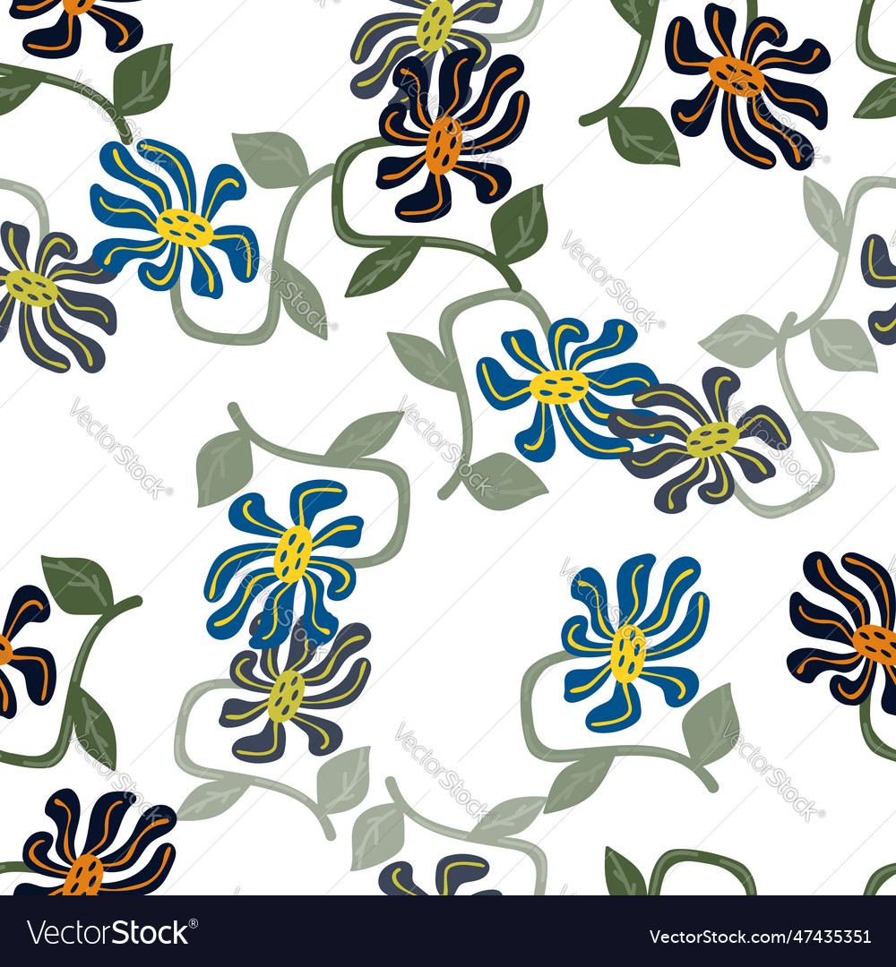 Decorative retro abstract flower seamless pattern Vector Image