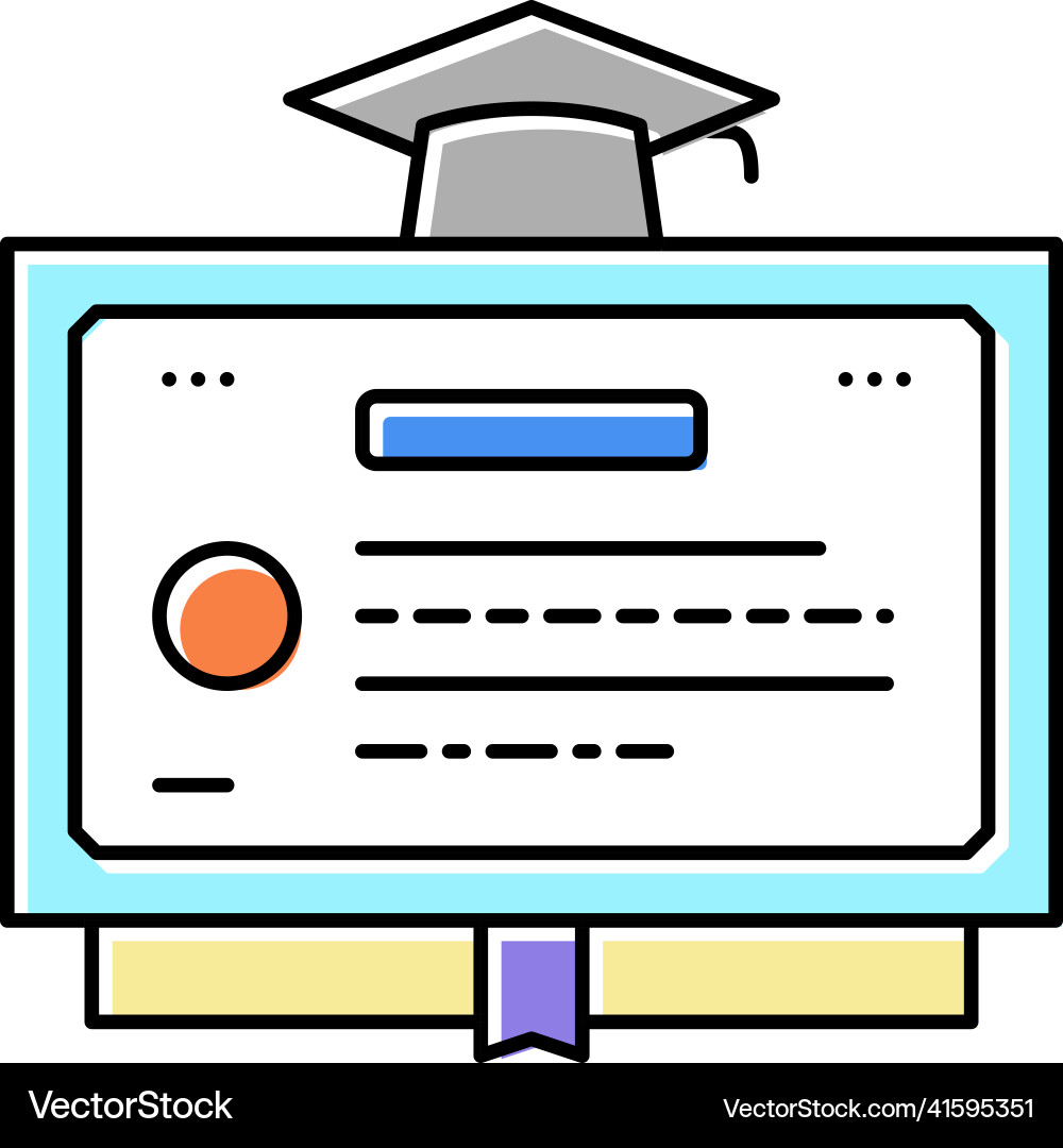 Diploma education certificate color icon Vector Image