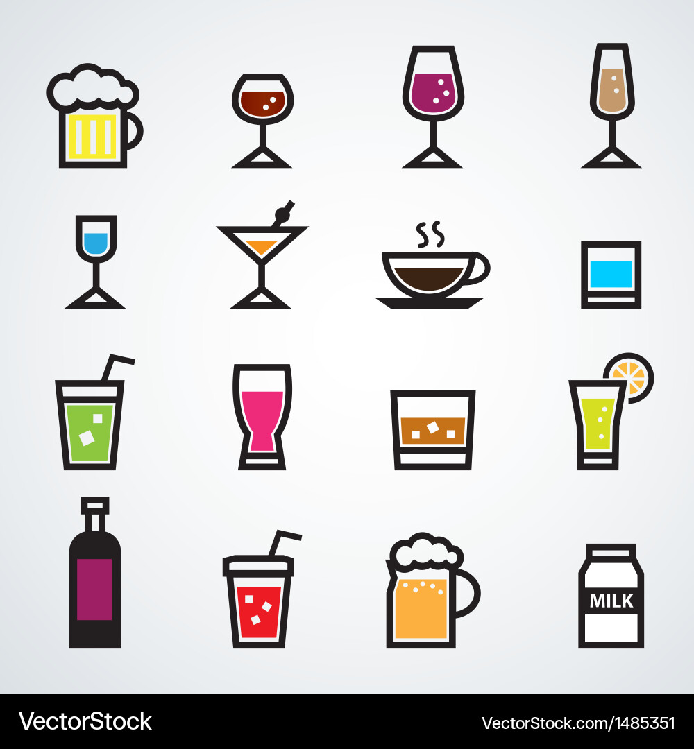 Drink icons set color Royalty Free Vector Image