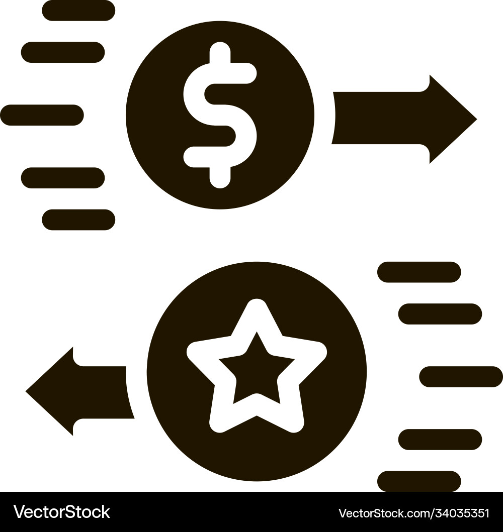 Exchange bonuses for money icon glyph Royalty Free Vector