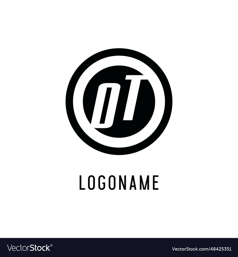 Initial ot logo concentric circle line clean Vector Image