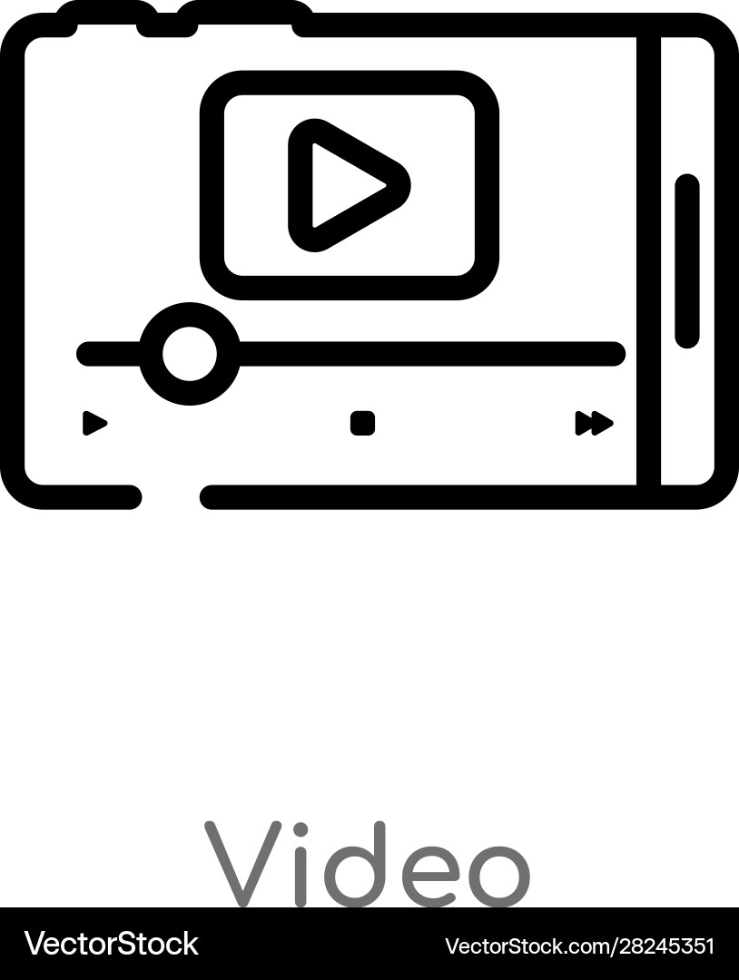 Outline video icon isolated black simple line Vector Image