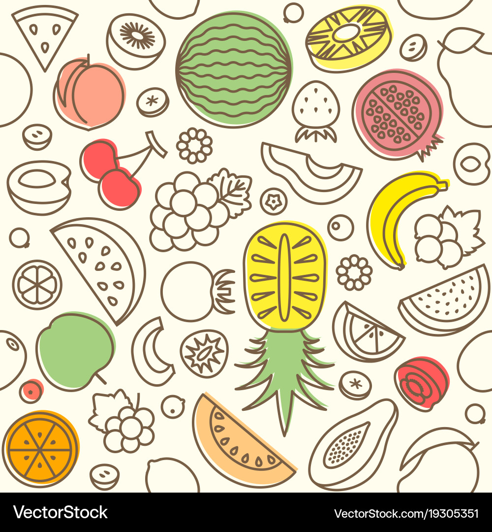 Seamless pattern of various fruits Royalty Free Vector Image