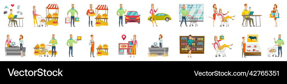 Shopping online and in store Royalty Free Vector Image