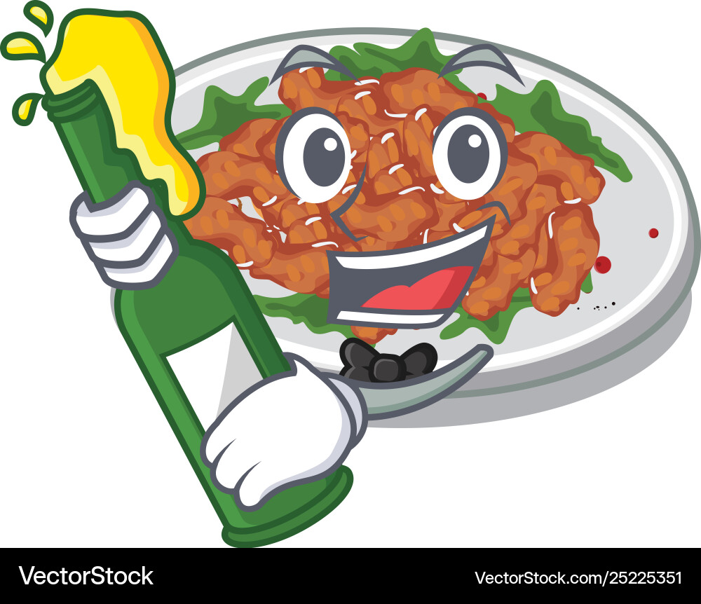 With beer sesame chicken in character shape Vector Image