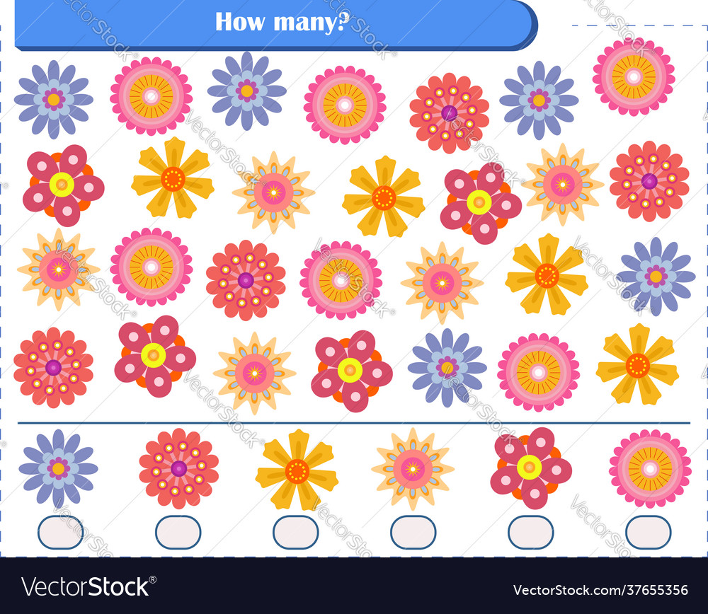 A game for children count how many flowers Vector Image