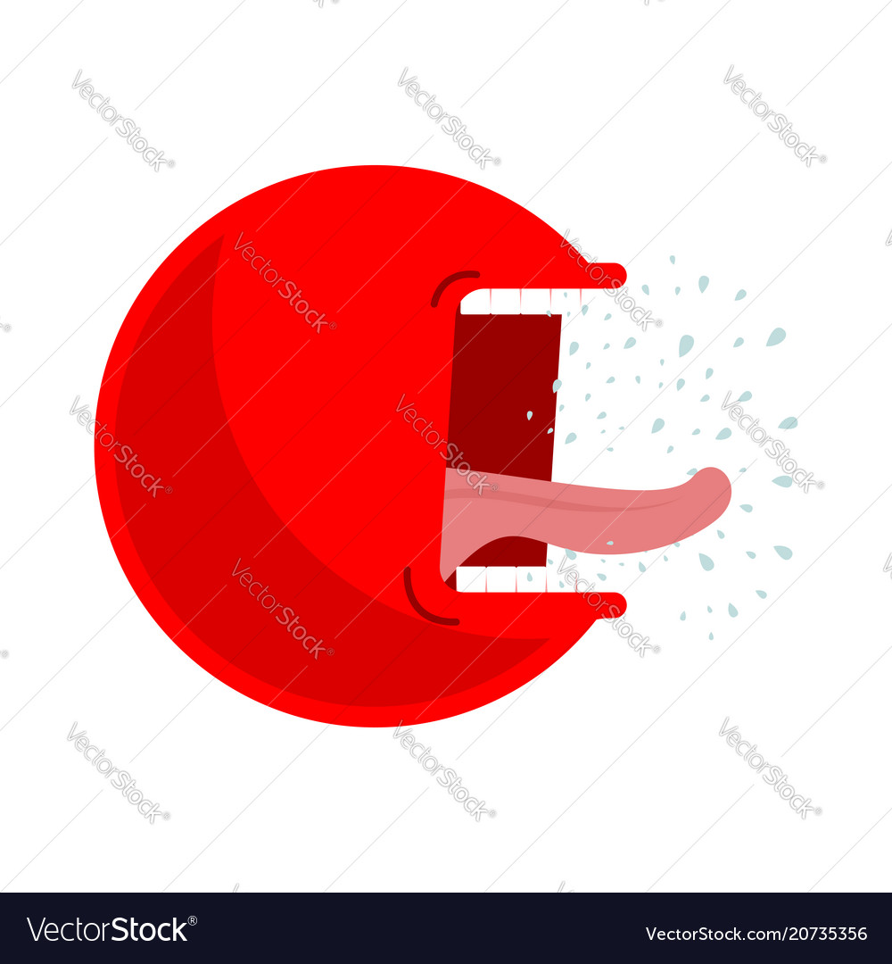 Angry emoticon screams open mouth and teeth crazy Vector Image