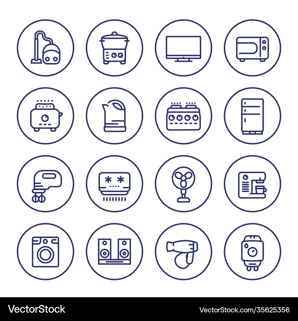 Appliances and consumer electronics line icons Vector Image