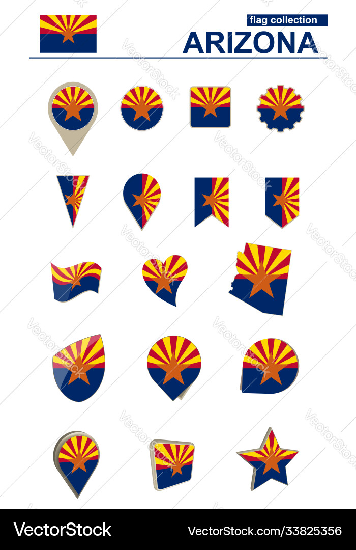 Arizona flag collection big set for design Vector Image