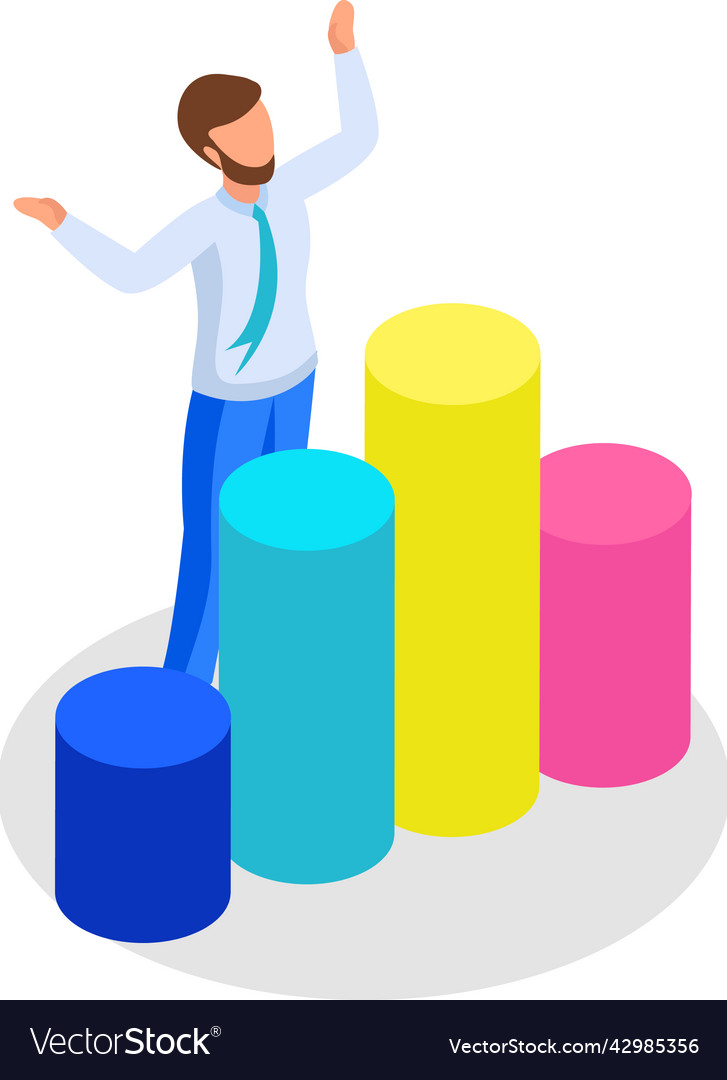 Bar chart manager composition Royalty Free Vector Image