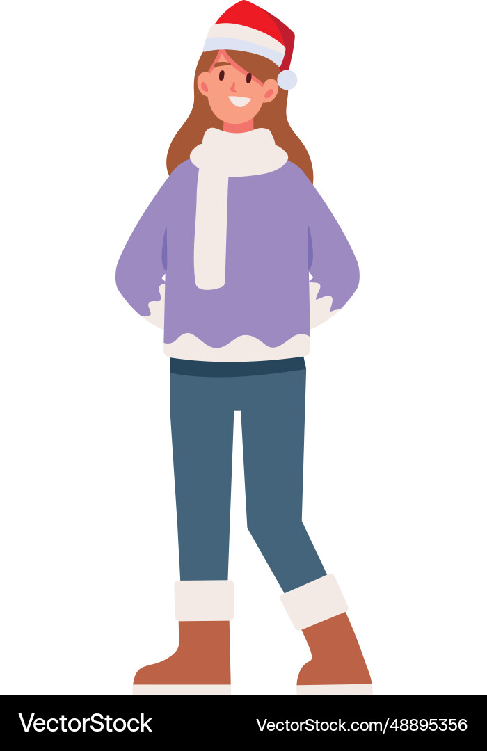 Christmas girl character Royalty Free Vector Image