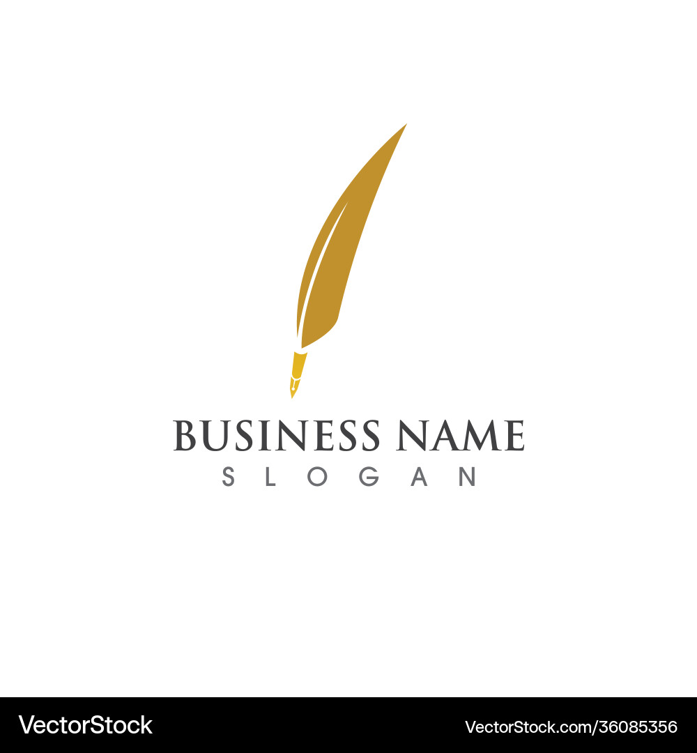 Feather pen gold logo and symbol image Royalty Free Vector
