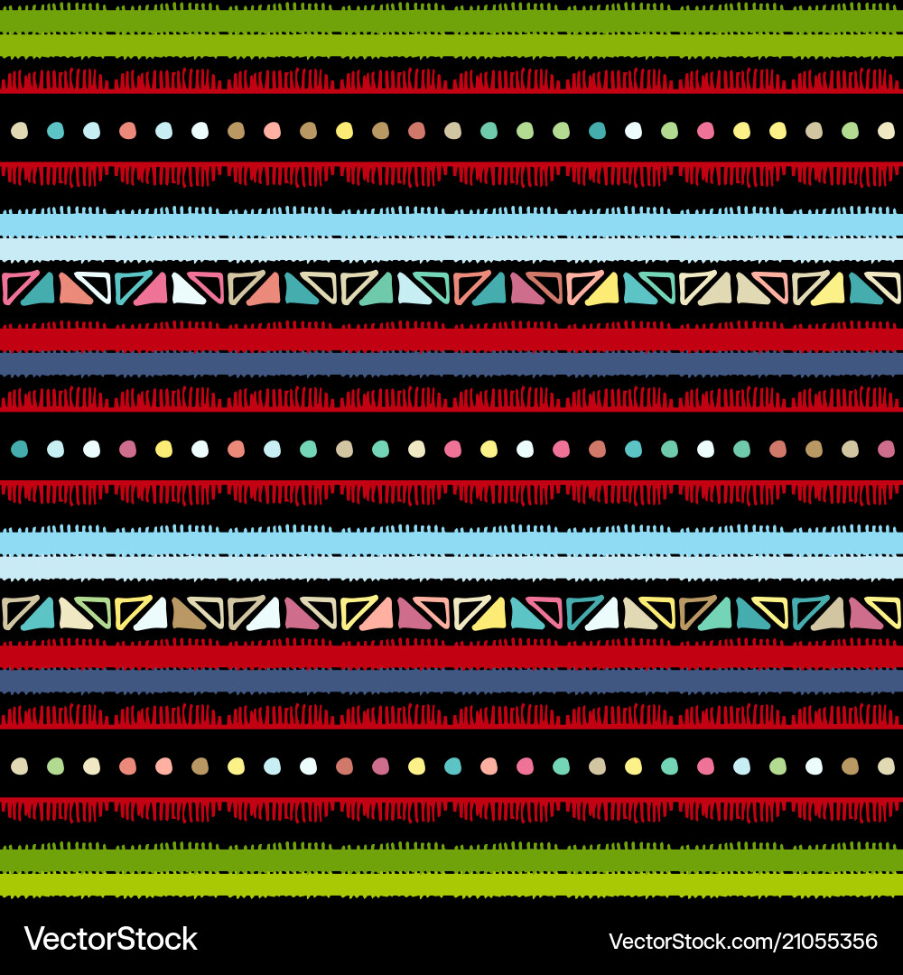 Handmade colored stripes bright tribal seamless Vector Image