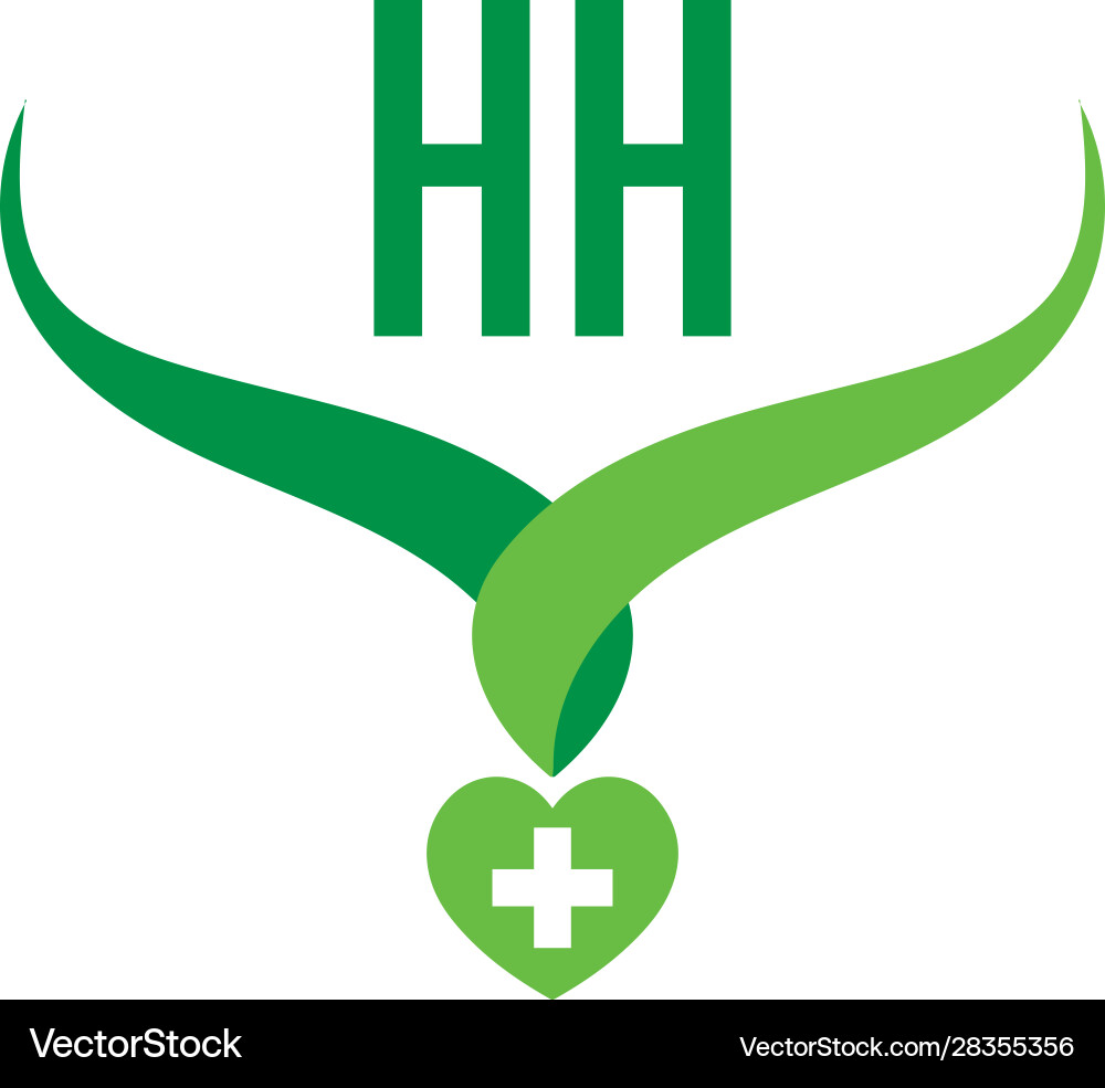 Initial letter hh creative health green logo Vector Image