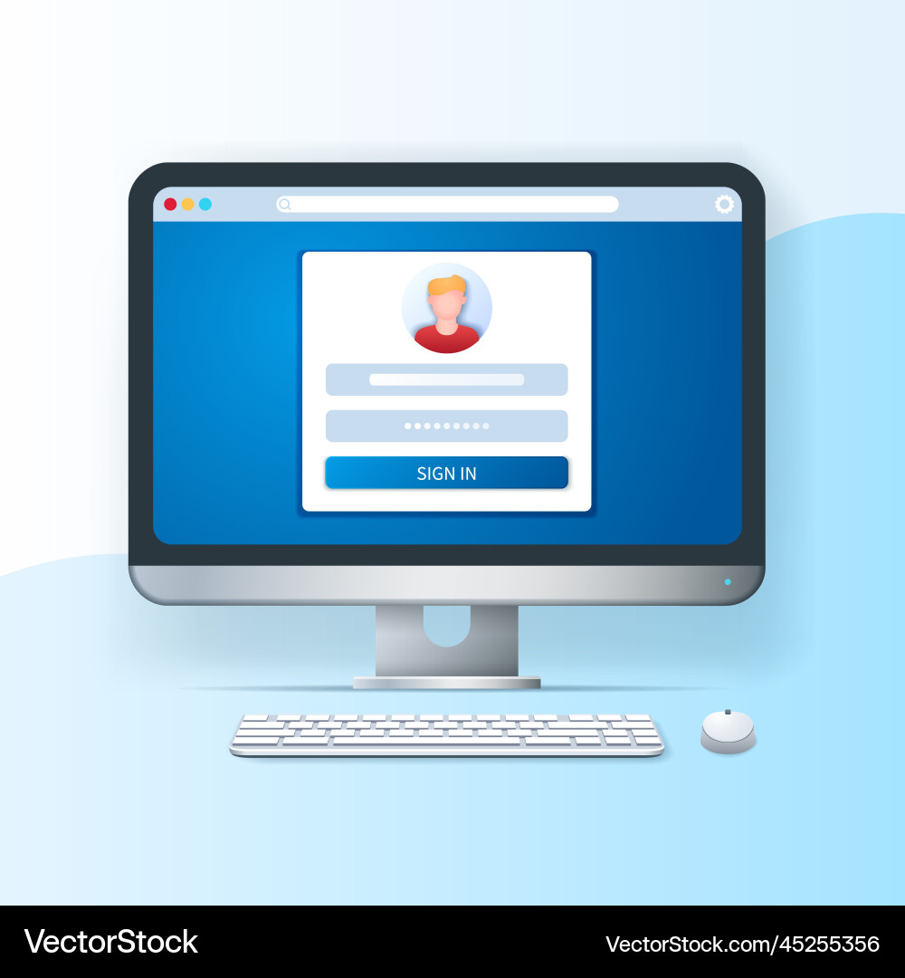 Login and password banner in 3d style Royalty Free Vector