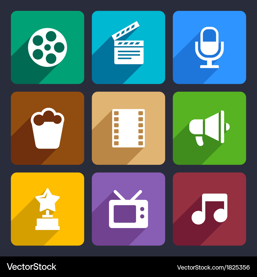 Movie Flat Icons Set 37 Royalty Free Vector Image