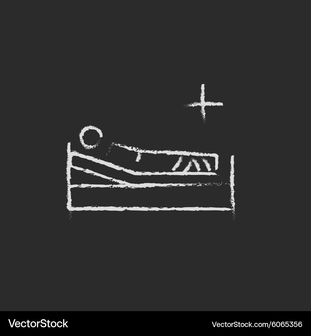 Patient lying on the bed icon drawn in chalk Vector Image