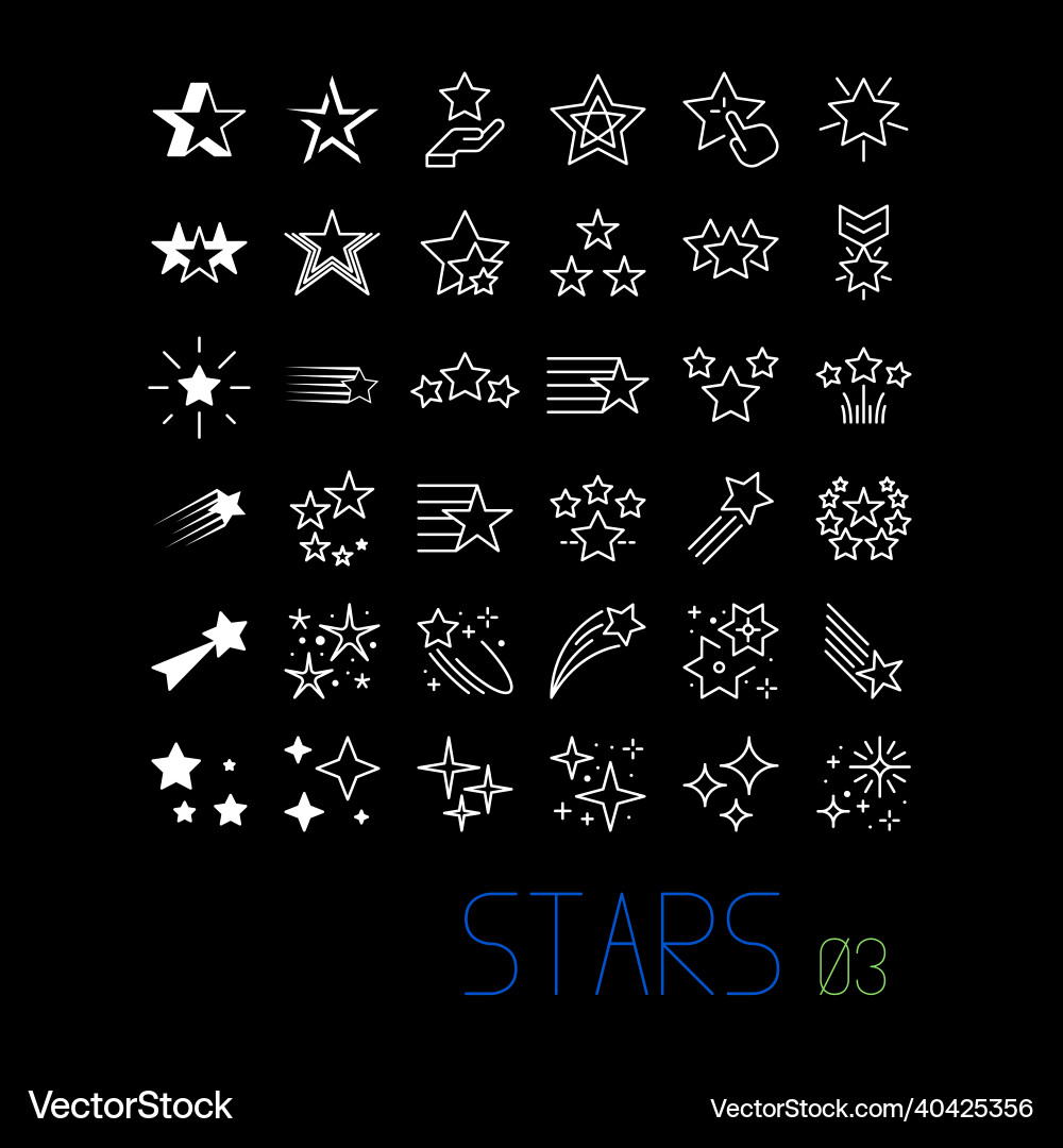 Stars symbol line icons Royalty Free Vector Image